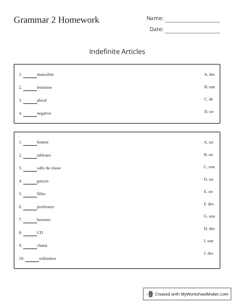 Grammar 2 Homework - My Worksheet Maker: Create Your Own Worksheets
