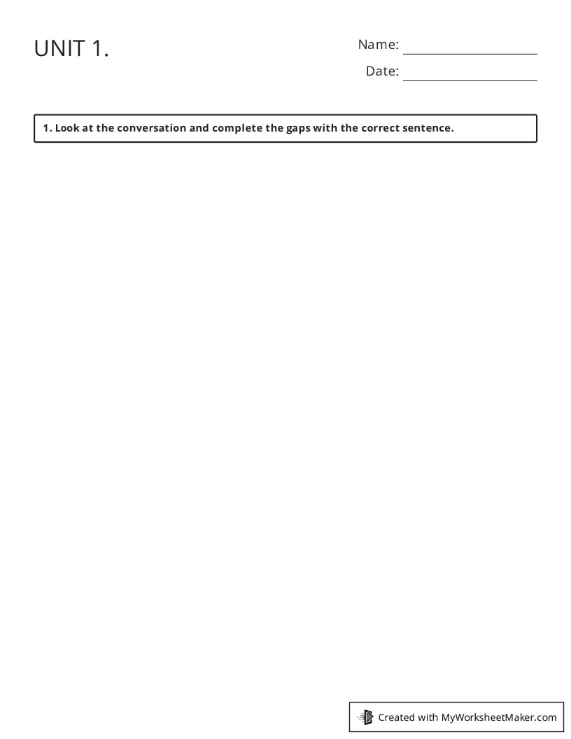 UNIT 1. - My Worksheet Maker: Create Your Own Worksheets