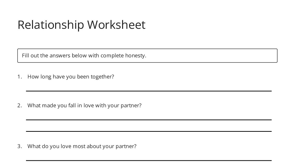 Relationship Worksheet - My Worksheet Maker: Create Your Own Worksheets