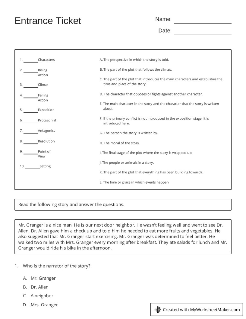 Entrance Ticket - My Worksheet Maker: Create Your Own Worksheets