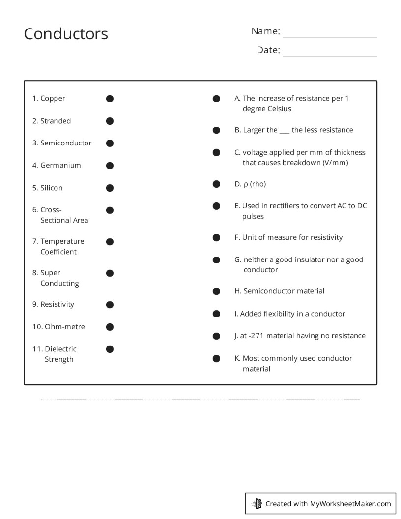 Conductors - My Worksheet Maker: Create Your Own Worksheets