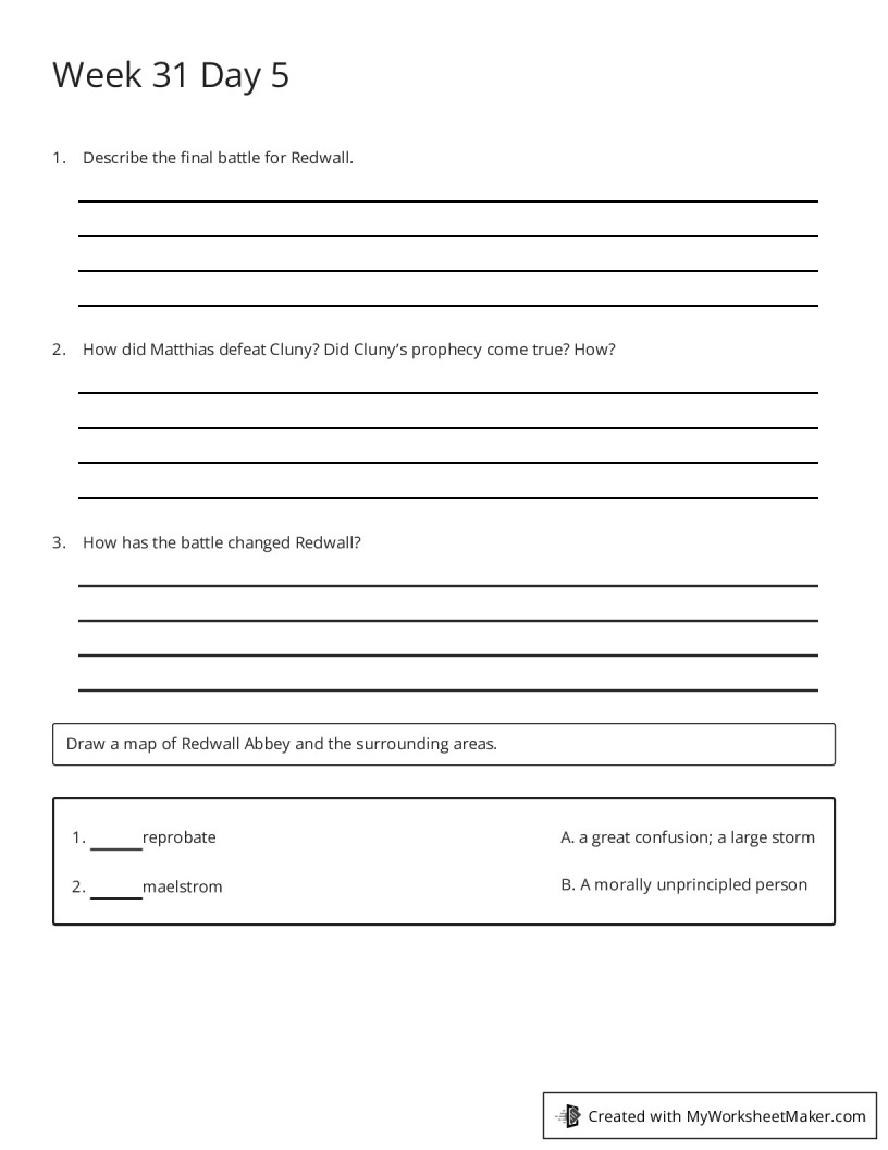 Week 31 Day 5 - My Worksheet Maker: Create Your Own Worksheets
