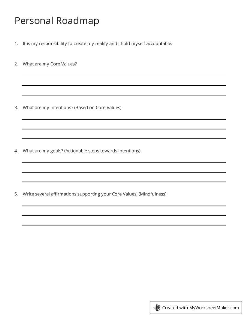 Personal Roadmap - My Worksheet Maker: Create Your Own Worksheets