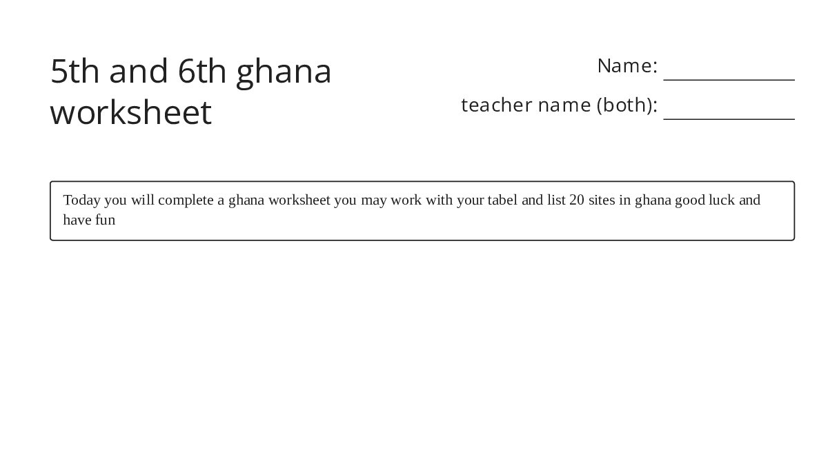 5th and 6th ghana worksheet - My Worksheet Maker: Create Your Own ...