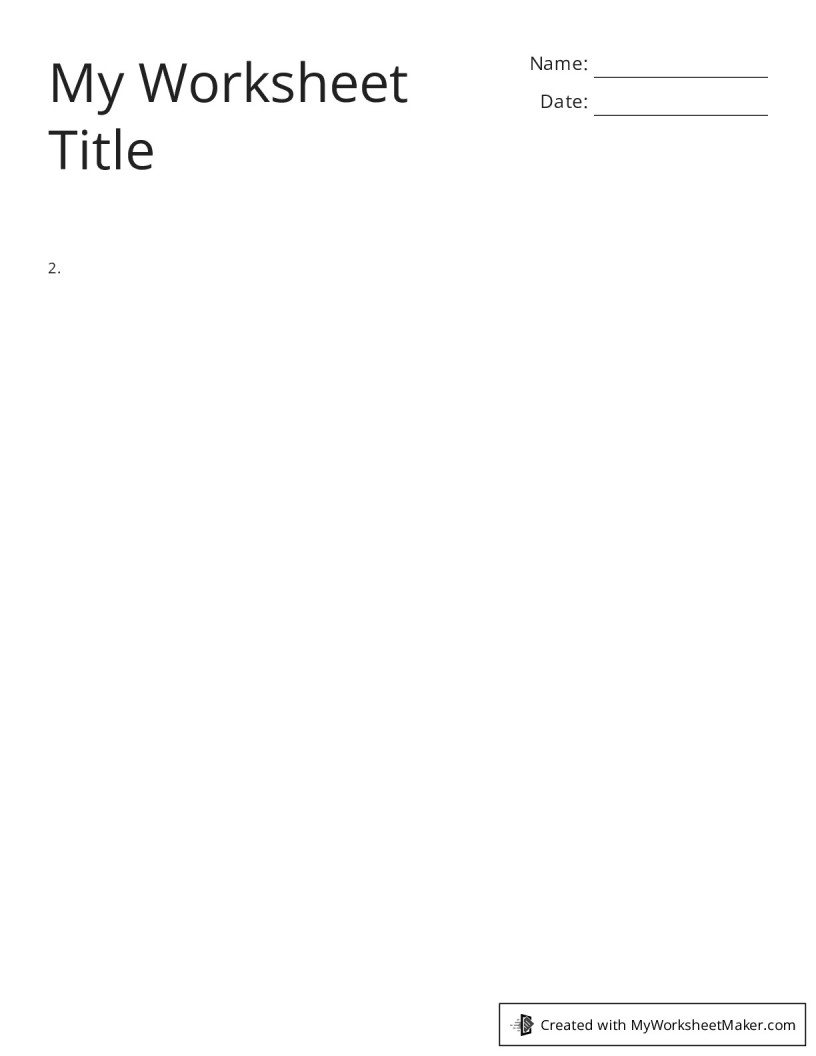 My Worksheet Title - My Worksheet Maker: Create Your Own Worksheets