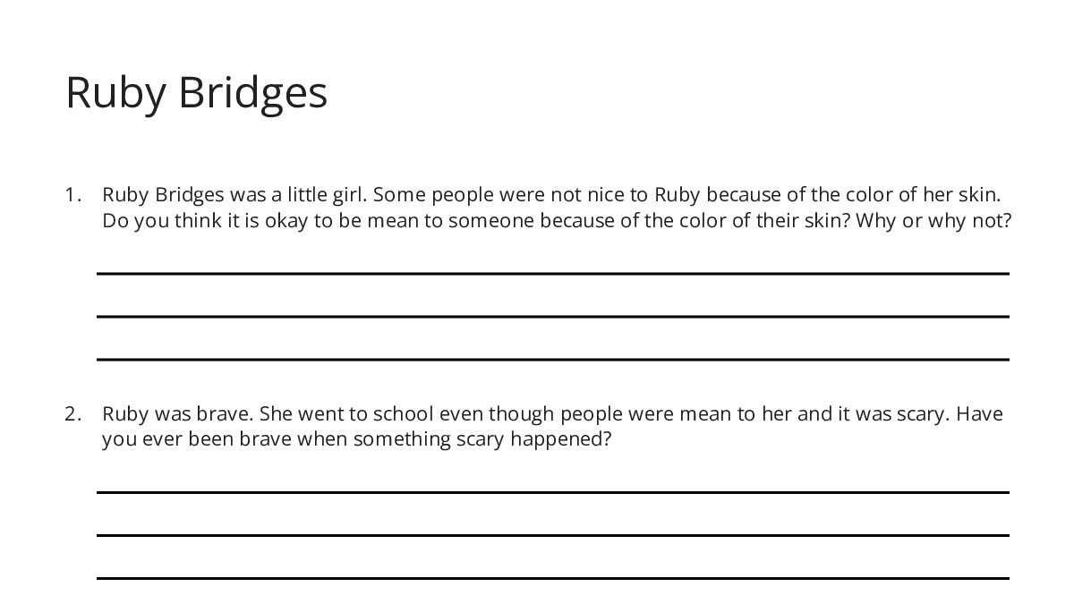 Ruby Bridges - My Worksheet Maker: Create Your Own Worksheets