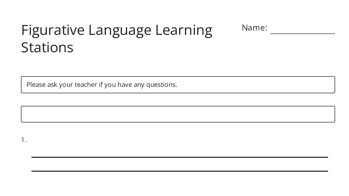 Figurative Language Learning Stations - My Worksheet Maker: Create Your ...