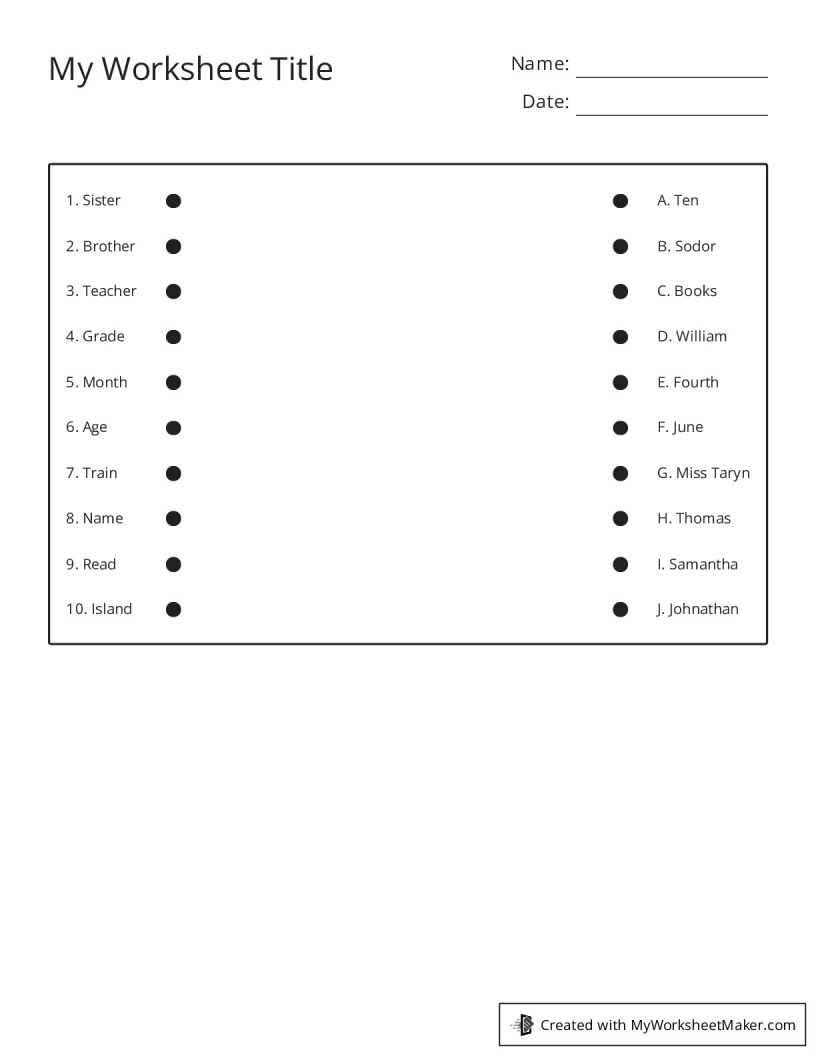 My Worksheet Title - My Worksheet Maker: Create Your Own Worksheets