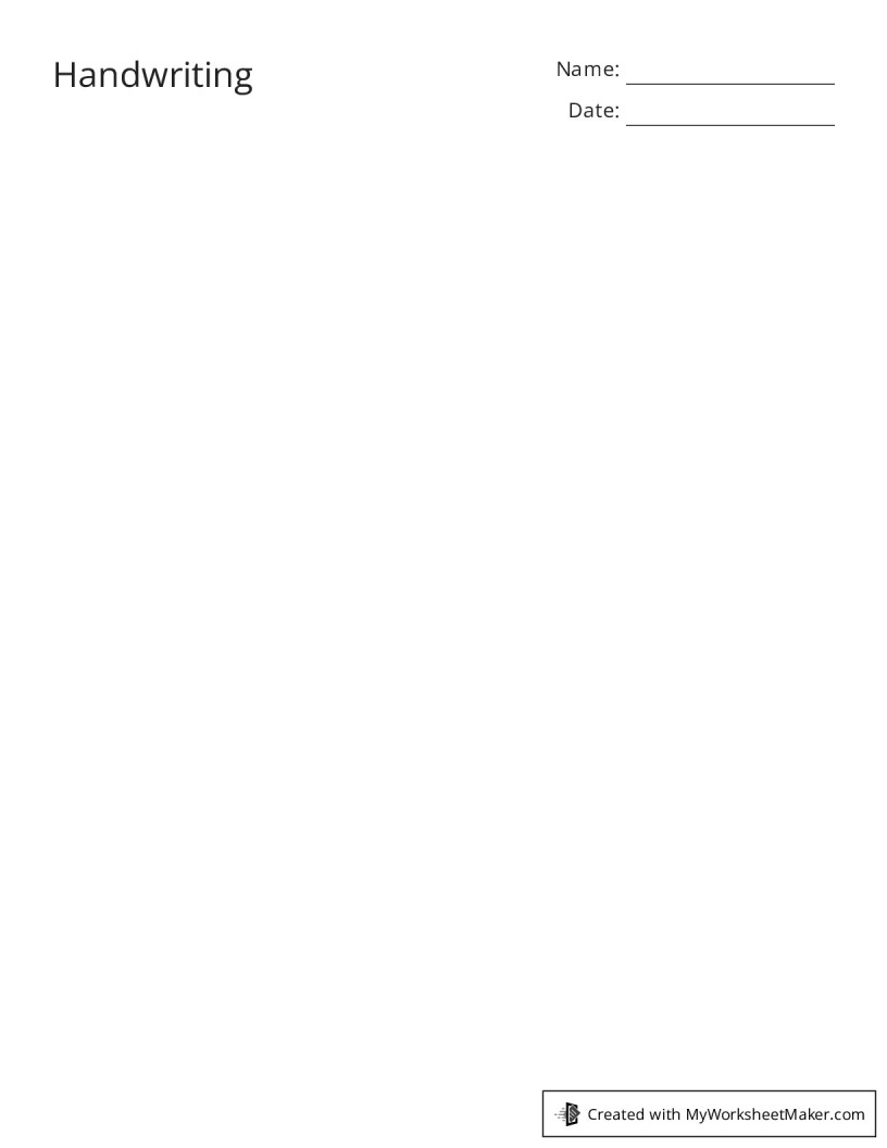 Handwriting - My Worksheet Maker: Create Your Own Worksheets