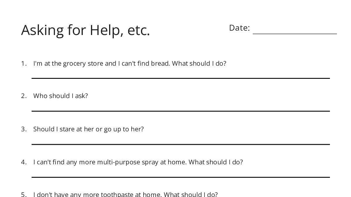 Asking for Help, etc. - My Worksheet Maker: Create Your Own Worksheets