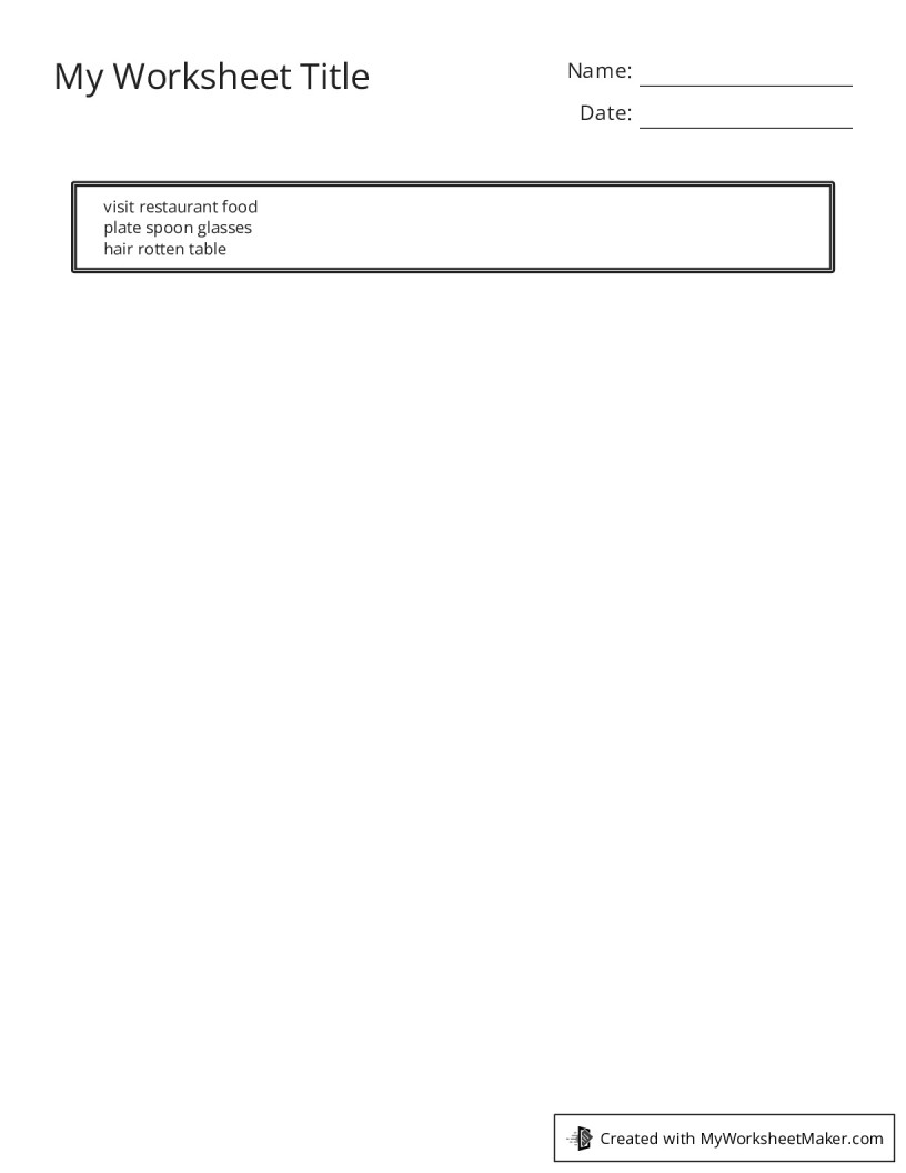 My Worksheet Title - My Worksheet Maker: Create Your Own Worksheets
