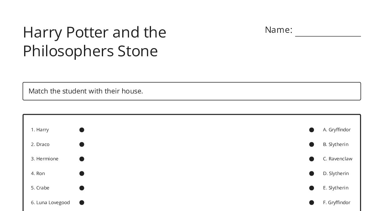 Harry Potter and the Philosophers Stone - My Worksheet Maker: Create ...