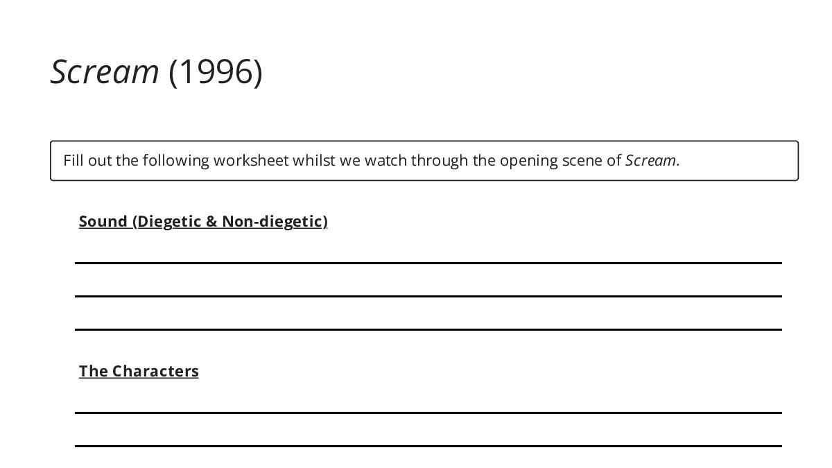 Scream (1996) - My Worksheet Maker: Create Your Own Worksheets