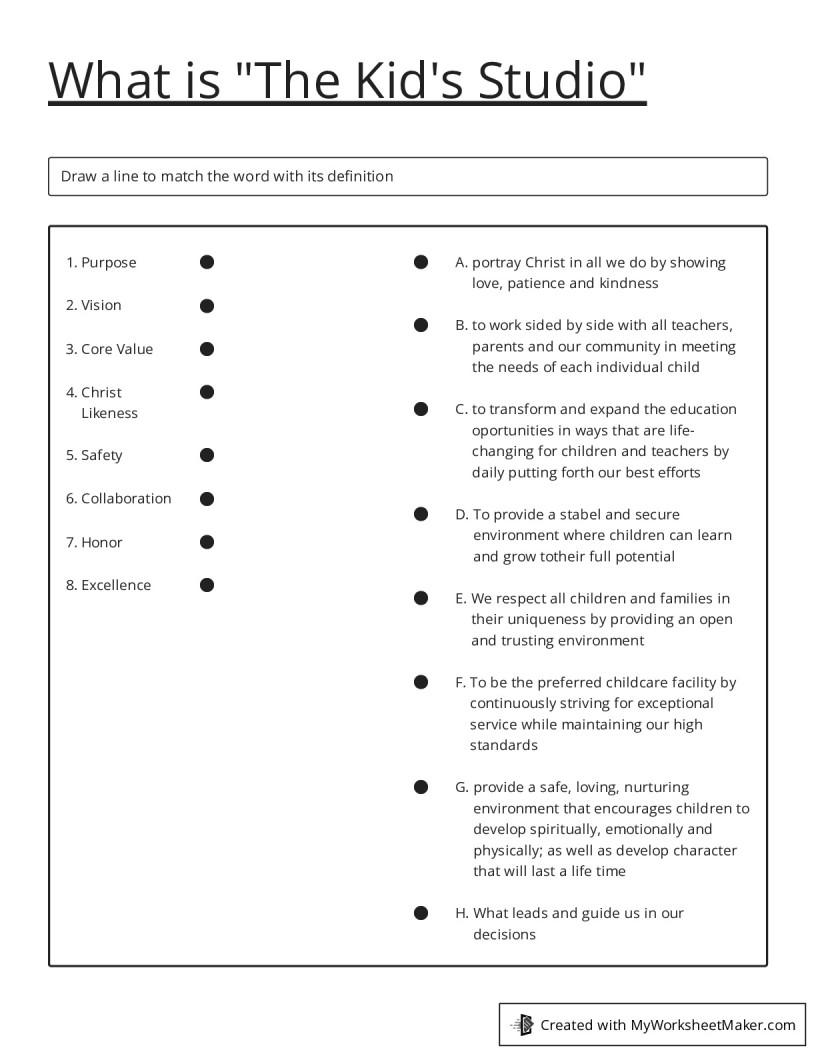 What is "The Kid's Studio" - My Worksheet Maker: Create Your Own Worksheets