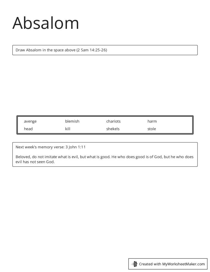 Absalom - My Worksheet Maker: Create Your Own Worksheets