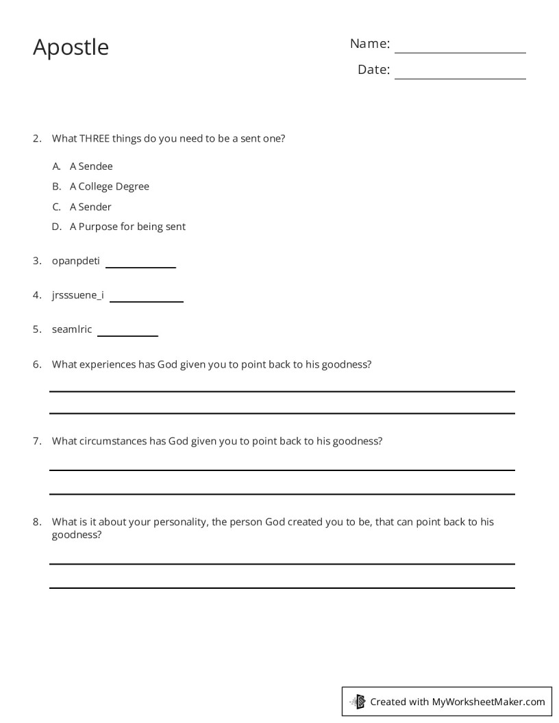 Apostle - My Worksheet Maker: Create Your Own Worksheets