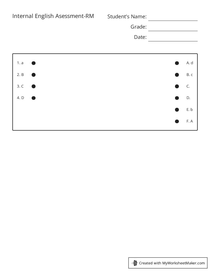 Internal English Asessment-RM - My Worksheet Maker: Create Your Own ...