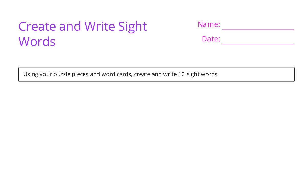 Create and Write Sight Words - My Worksheet Maker: Create Your Own ...