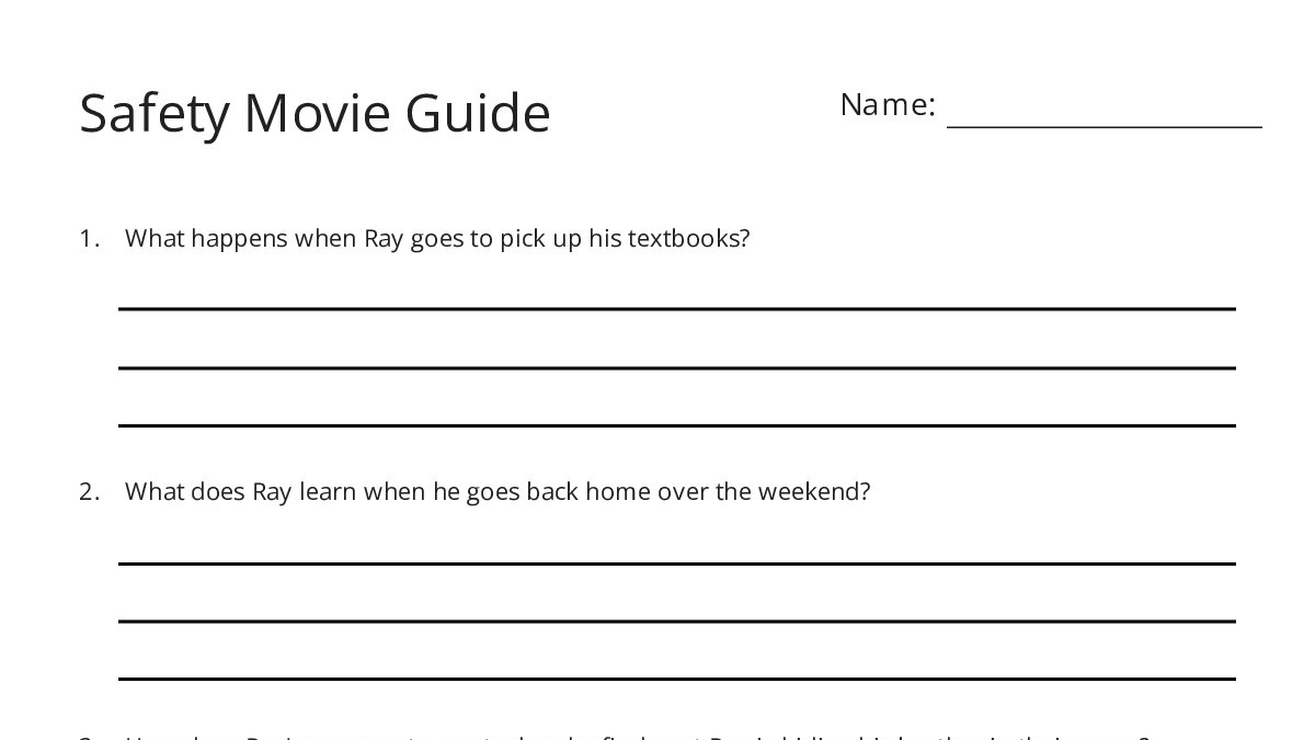 Safety Movie Guide - My Worksheet Maker: Create Your Own Worksheets