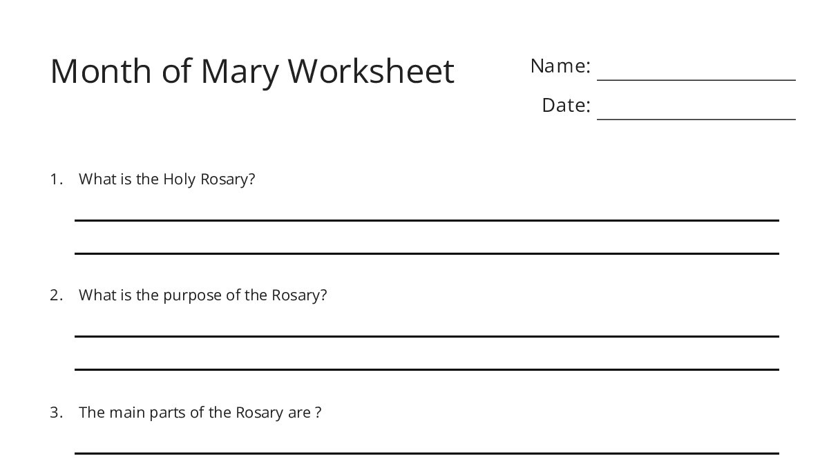 Month of Mary Worksheet - My Worksheet Maker: Create Your Own Worksheets