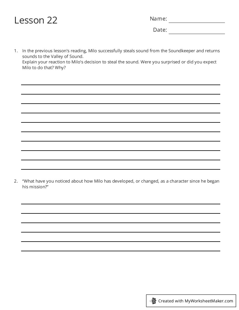 Lesson 22 - My Worksheet Maker: Create Your Own Worksheets