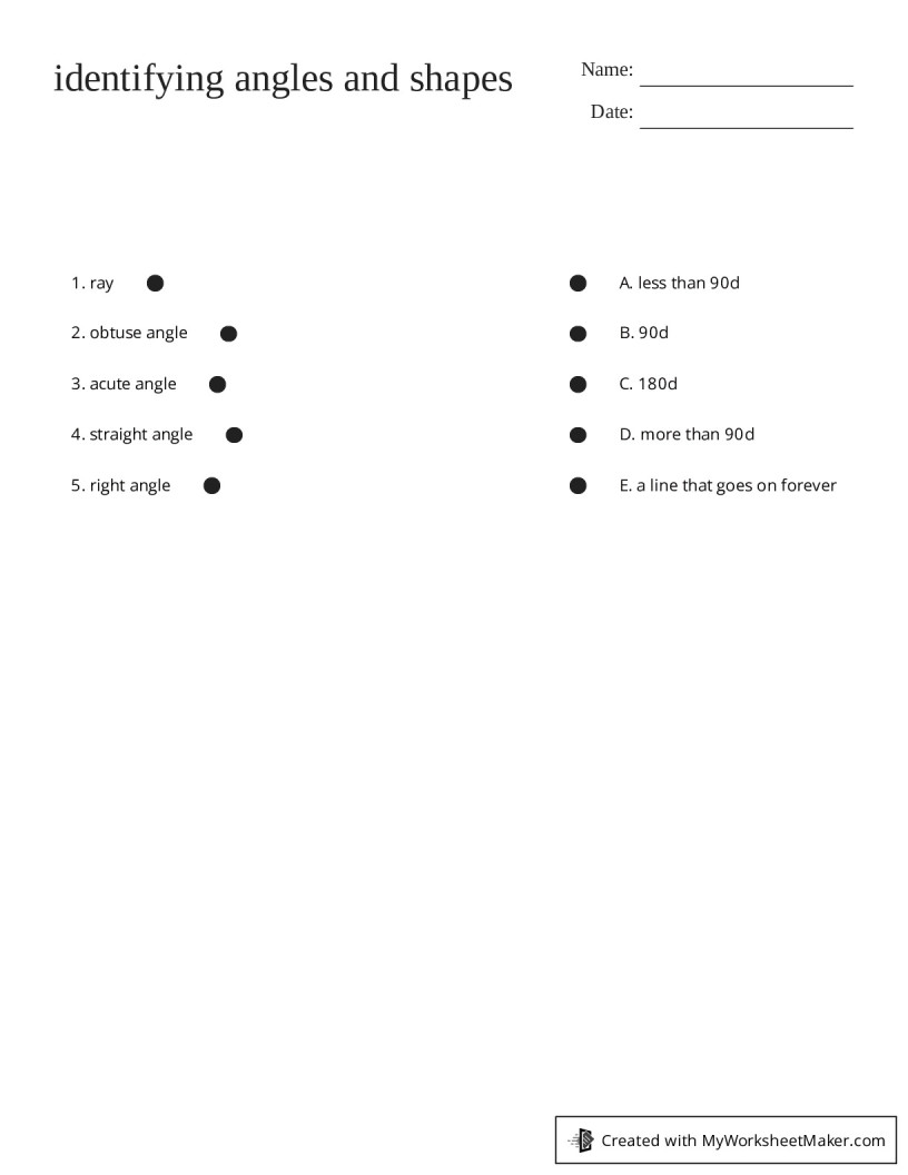identifying angles and shapes - My Worksheet Maker: Create Your Own ...