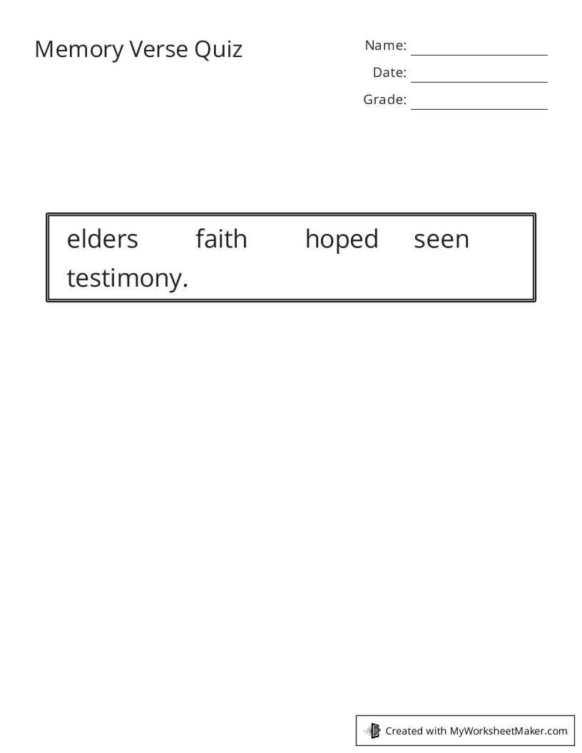 Memory Verse Quiz - My Worksheet Maker: Create Your Own Worksheets
