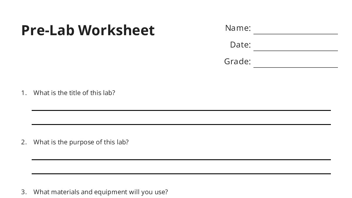 Pre-Lab Worksheet - My Worksheet Maker: Create Your Own Worksheets