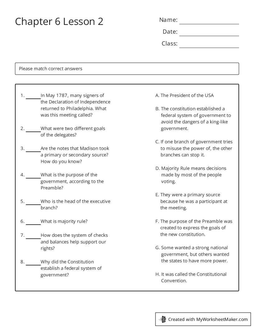 Chapter 6 Lesson 2 - My Worksheet Maker: Create Your Own Worksheets