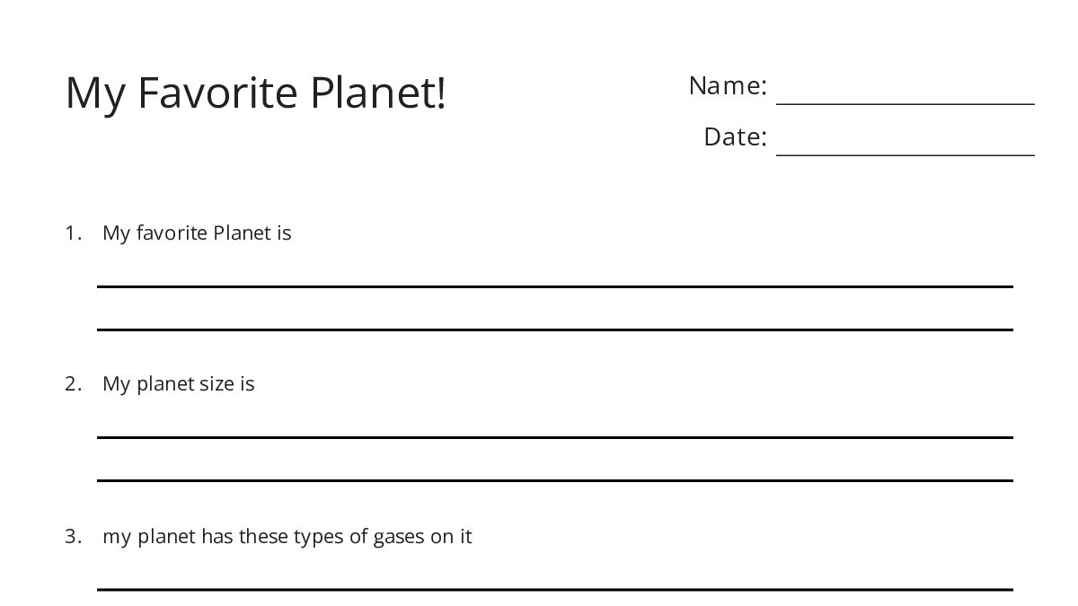 My Favorite Planet! - My Worksheet Maker: Create Your Own Worksheets