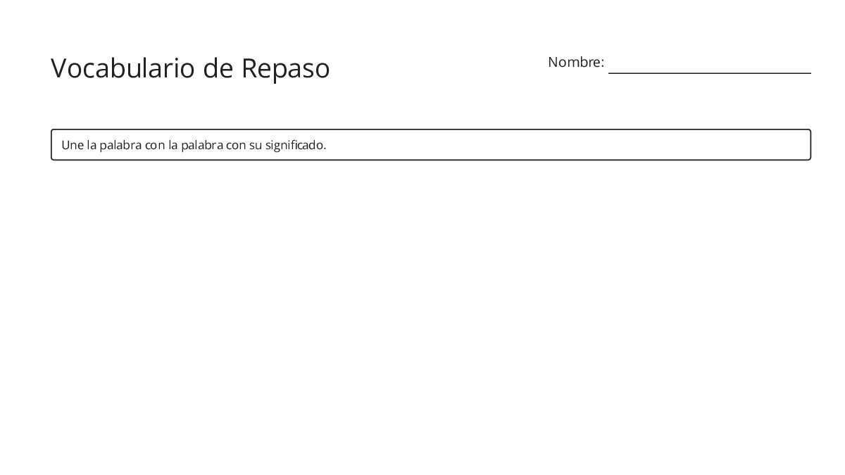 Vocabulario de Repaso - My Worksheet Maker: Create Your Own Worksheets