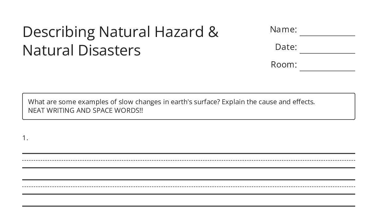 Describing Natural Hazard & Natural Disasters - My Worksheet Maker ...