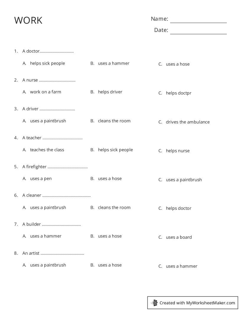WORK - My Worksheet Maker: Create Your Own Worksheets