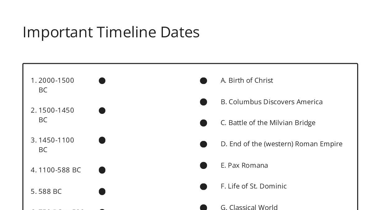 Important Timeline Dates - My Worksheet Maker: Create Your Own Worksheets