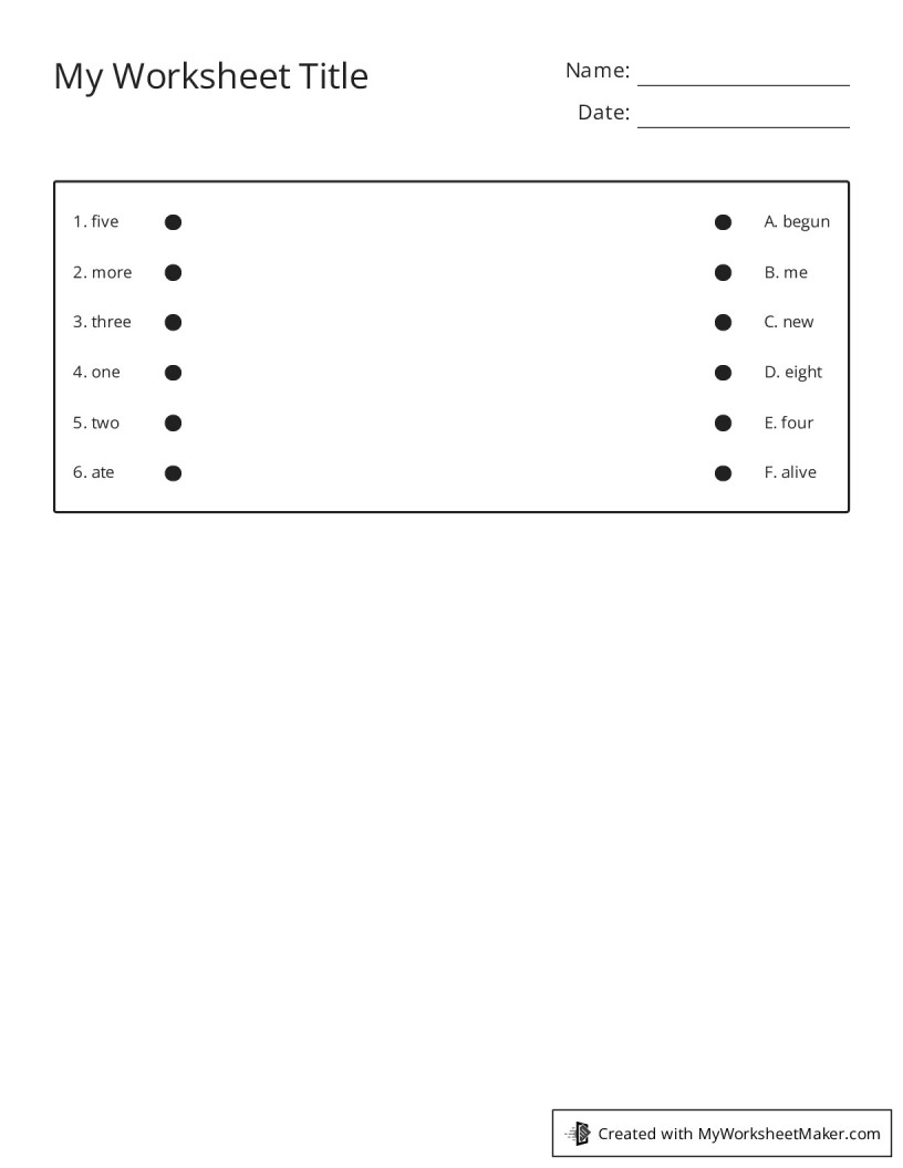My Worksheet Title - My Worksheet Maker: Create Your Own Worksheets