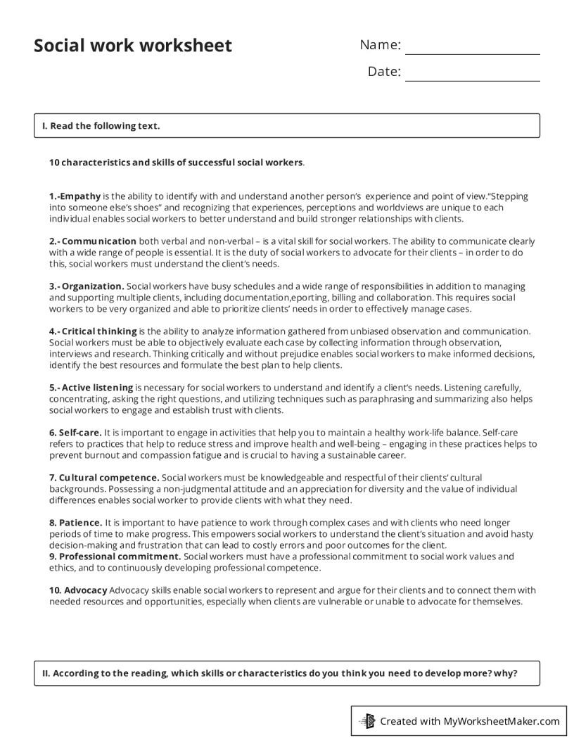 Social work worksheet - My Worksheet Maker: Create Your Own Worksheets