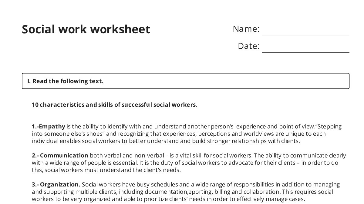 Social work worksheet - My Worksheet Maker: Create Your Own Worksheets