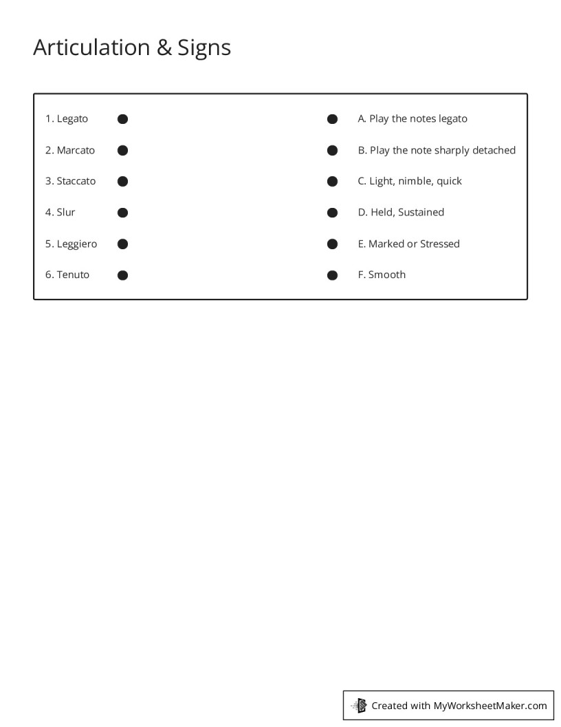 Articulation & Signs - My Worksheet Maker: Create Your Own Worksheets