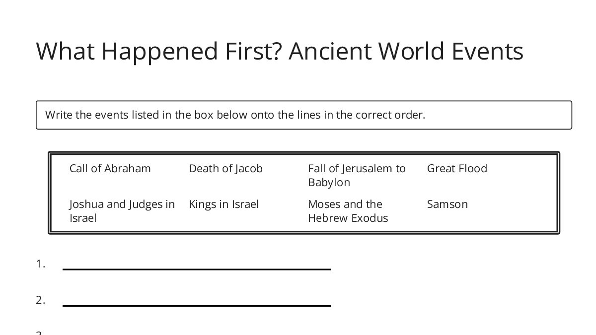 What Happened First? Ancient World Events - My Worksheet Maker: Create ...