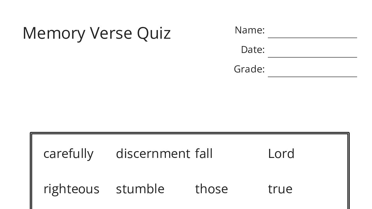 Memory Verse Quiz - My Worksheet Maker: Create Your Own Worksheets