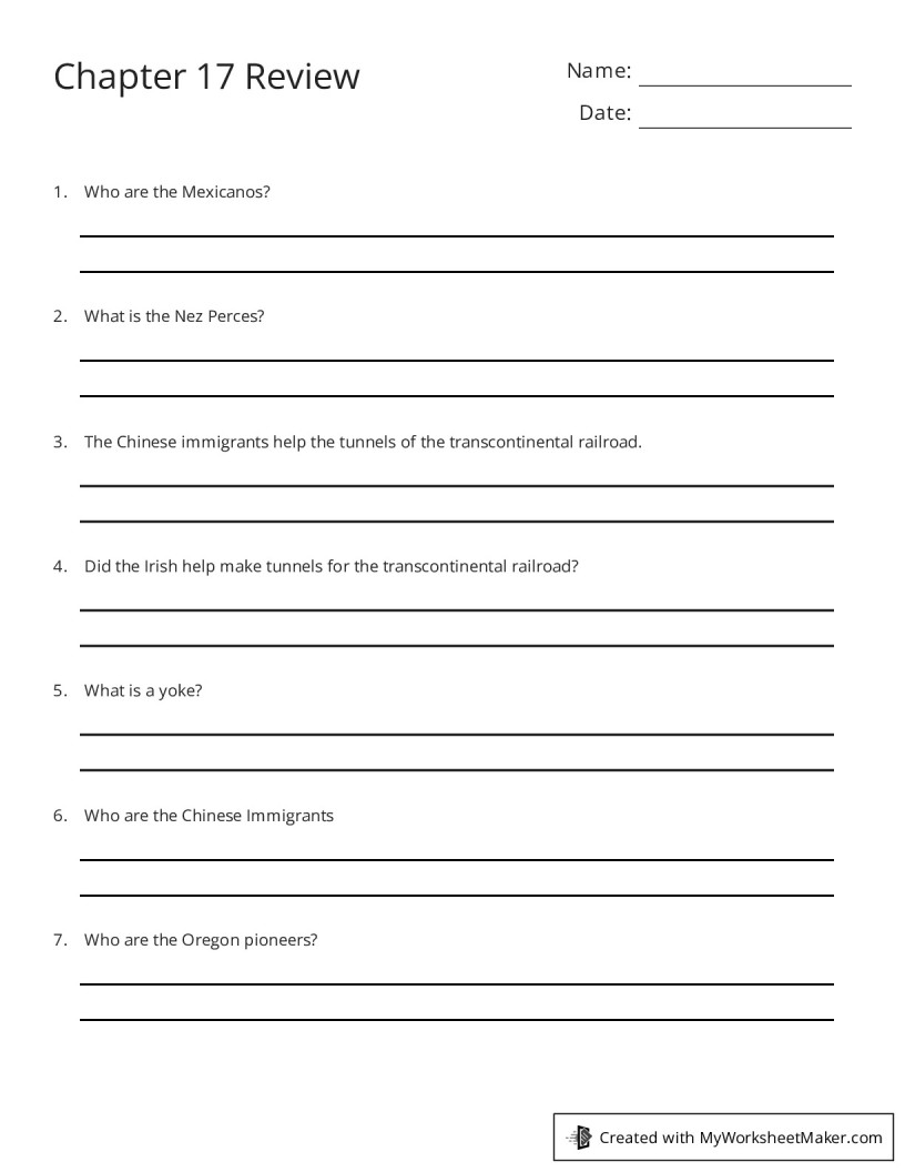 Chapter 17 Review - My Worksheet Maker: Create Your Own Worksheets