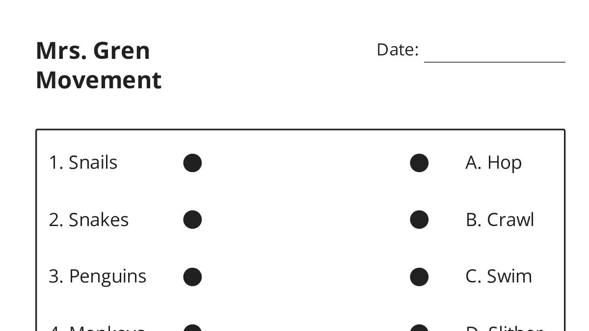 Mrs. Gren Movement - My Worksheet Maker: Create Your Own Worksheets