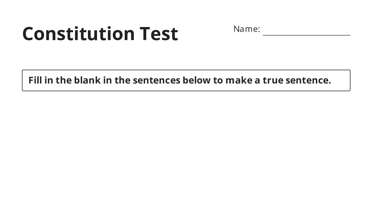 Constitution Test - My Worksheet Maker: Create Your Own Worksheets