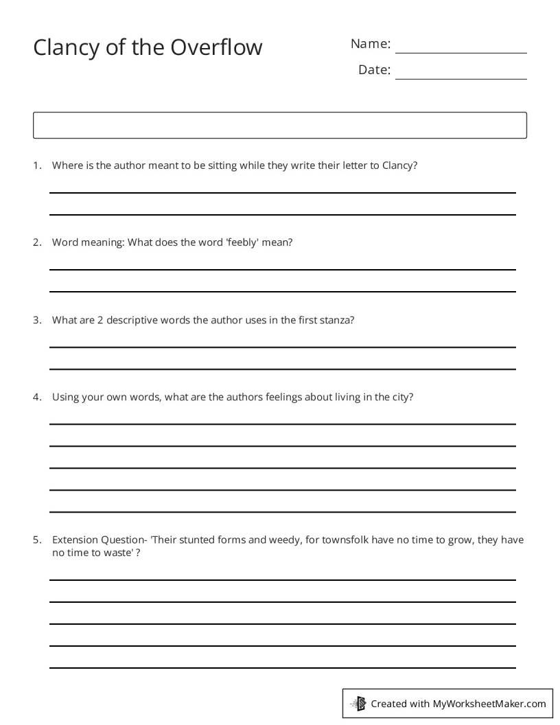 Clancy of the Overflow - My Worksheet Maker: Create Your Own Worksheets