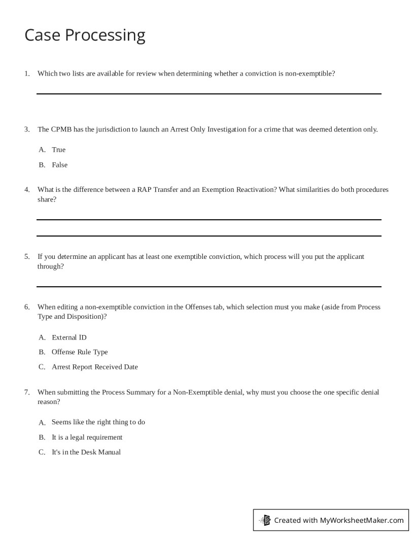 Case Processing - My Worksheet Maker: Create Your Own Worksheets