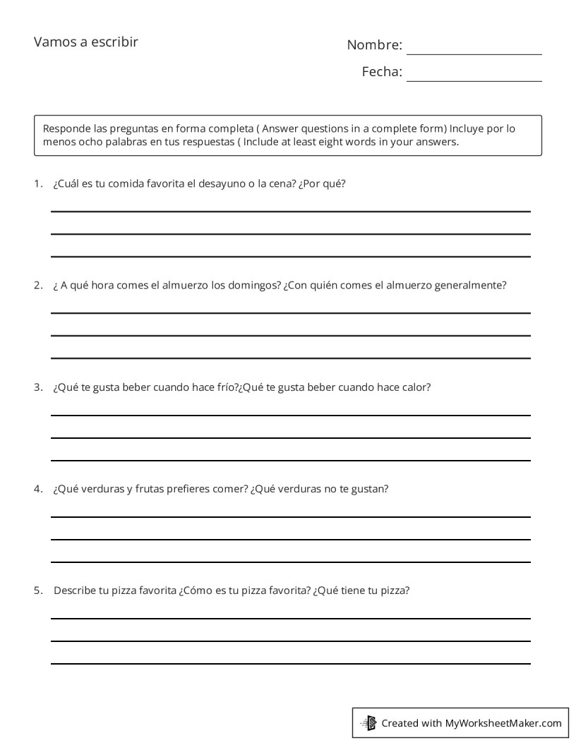 Vamos a escribir - My Worksheet Maker: Create Your Own Worksheets