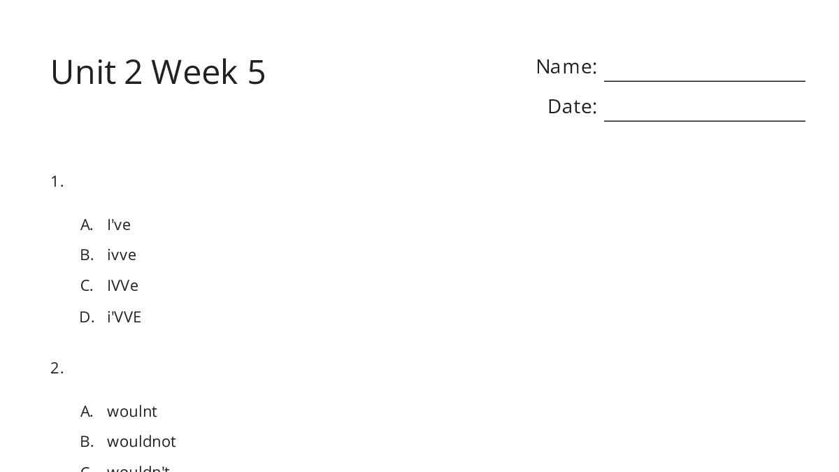 Unit 2 Week 5 - My Worksheet Maker: Create Your Own Worksheets