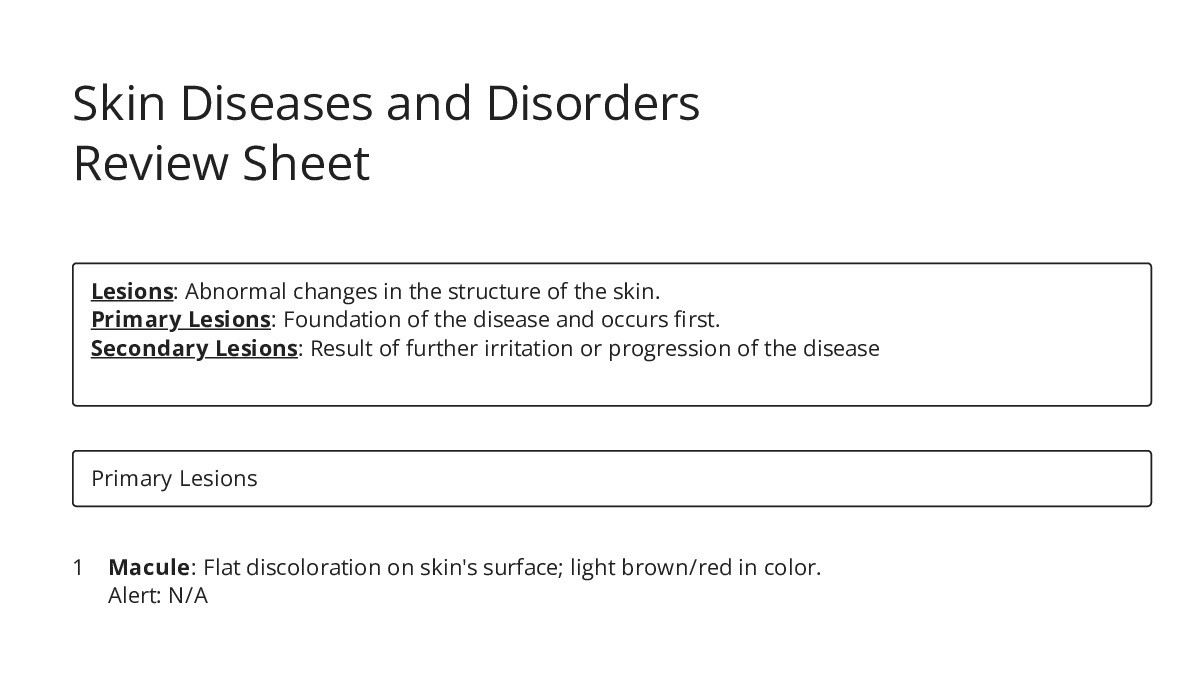 Skin Diseases and Disorders Review Sheet - My Worksheet Maker: Create ...