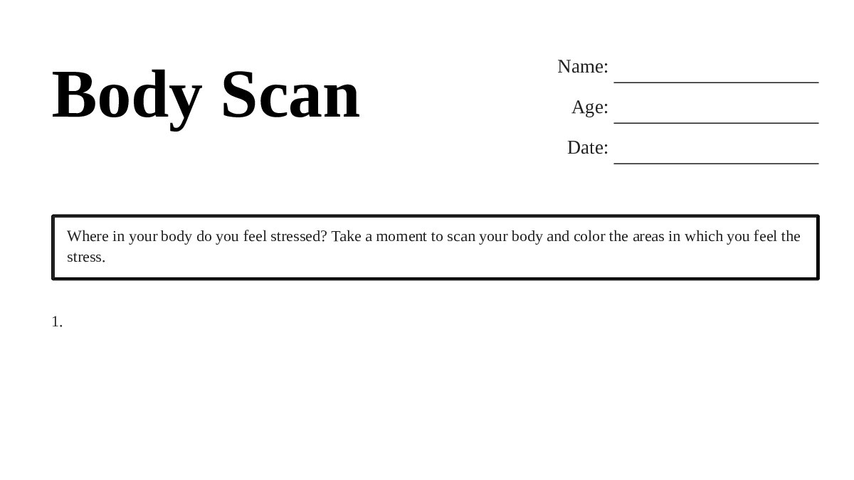 Body Scan﻿ - My Worksheet Maker: Create Your Own Worksheets