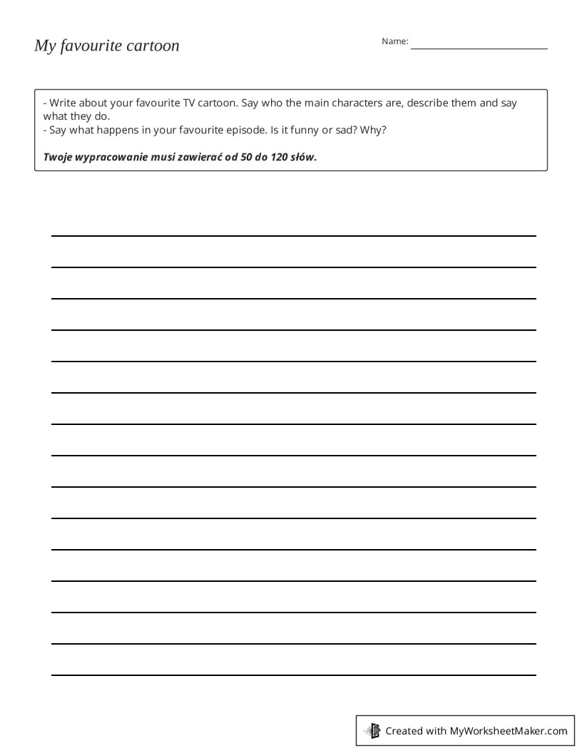 My favourite cartoon - My Worksheet Maker: Create Your Own Worksheets